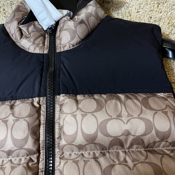 Coach | Jackets & Coats | Coach Mens Logo Signature Down Vest Khaki ...